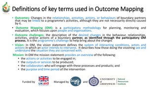 Brief overview of Outcome Mapping as Monitoring and Evaluation for ...