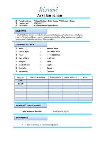 Arsalan khan cv pdf | PDF