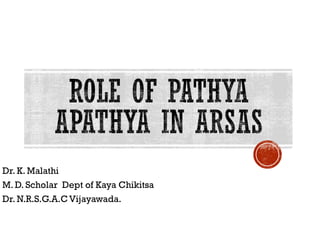 Role of pathya in Arsas | PDF