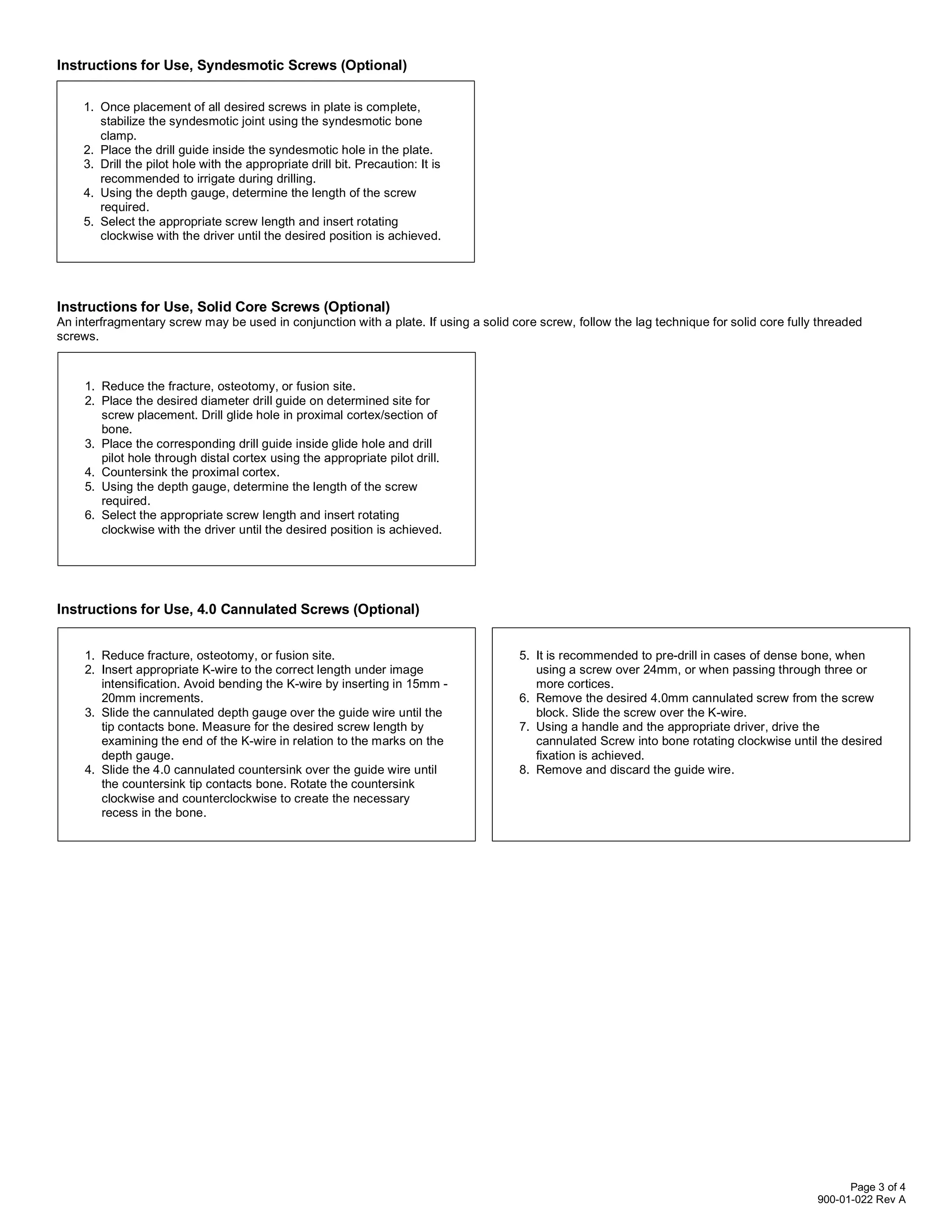 Arsenal Ankle Plating System - Implant Materials | Indications ...