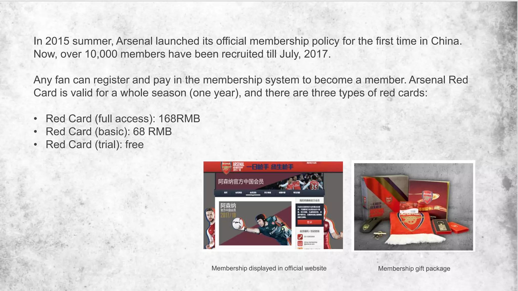 Arsenal Membership Management in China | PPTX