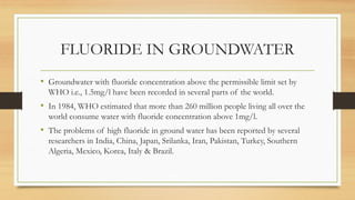 arsenic and fluride pollution and their impacts | PPTX