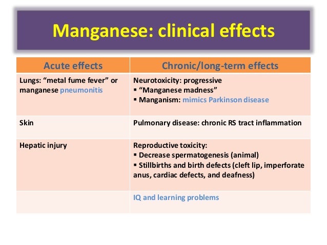 Arsenic and manganese poisoning
