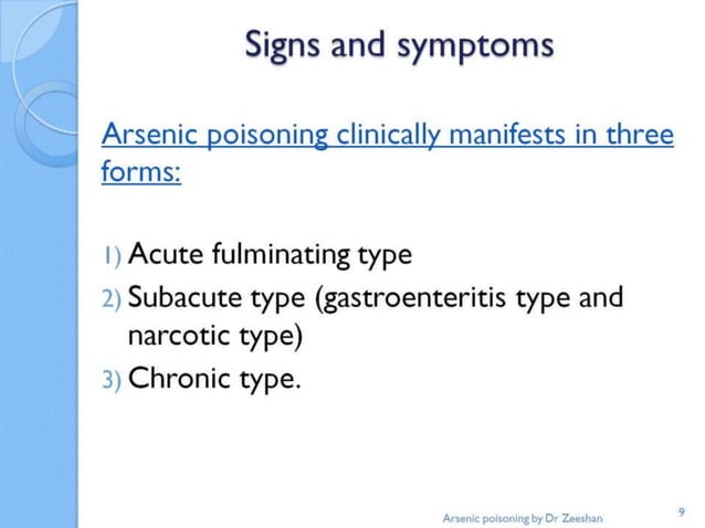 Arsenic / Sankiya / Rodenticide (irritant) poisoning / toxicity | PPT