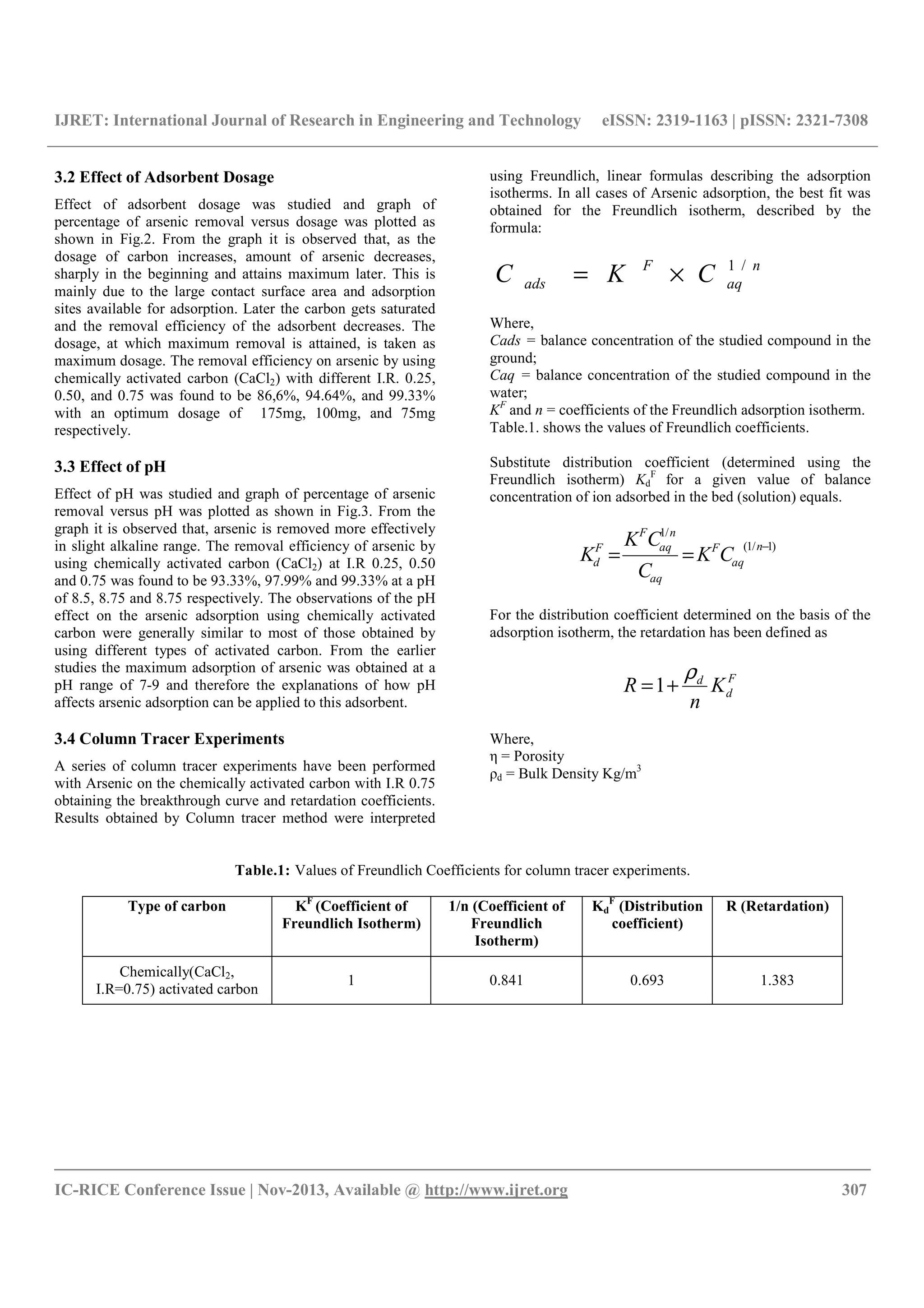 Arsenic removal from water using activated carbon | PDF