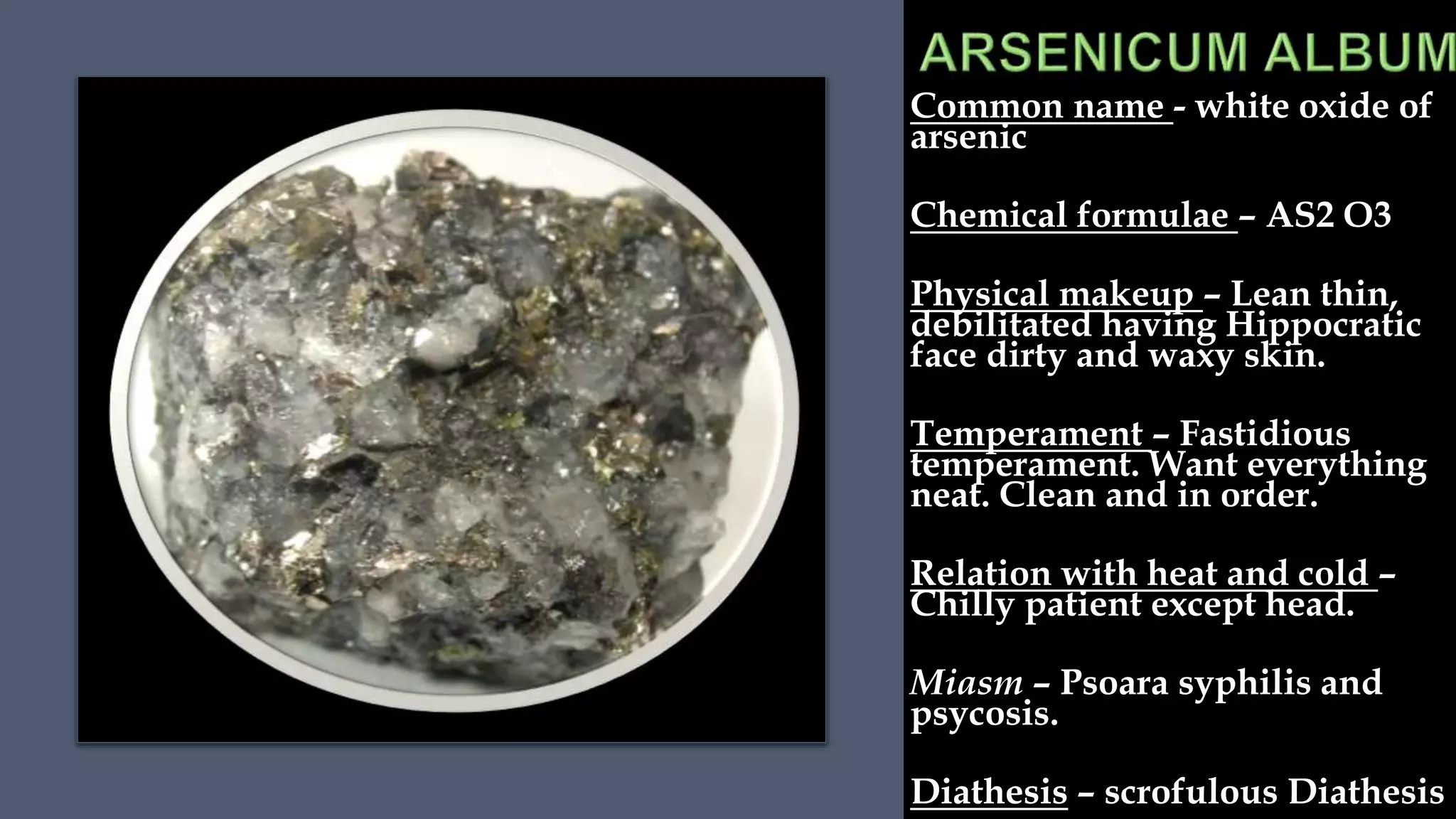 Arsenicum album Homeopathic materia medica slide show presentation by ...