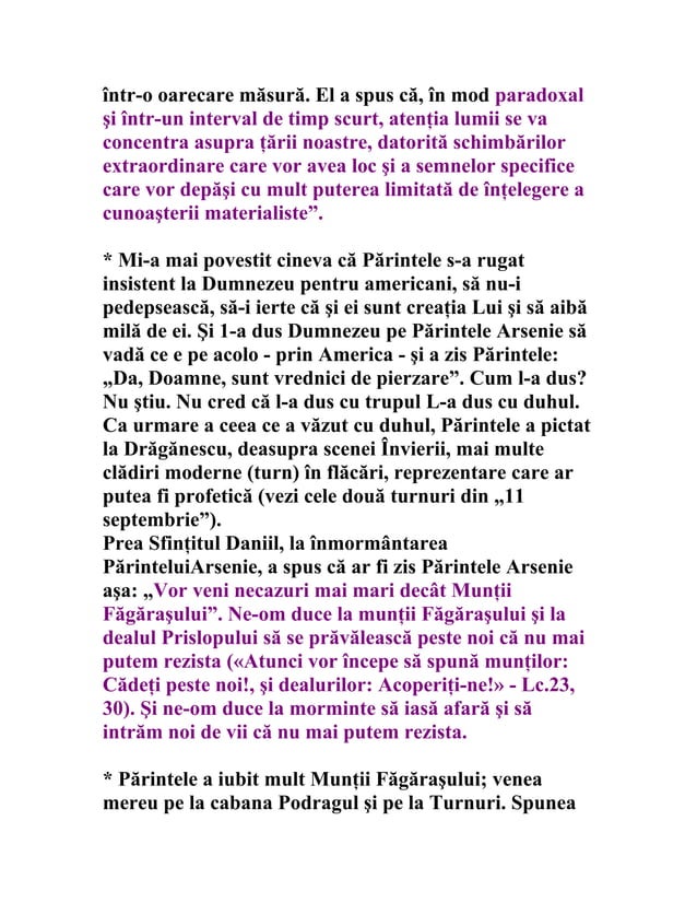 Arsenie boca profetii despre romania | DOC