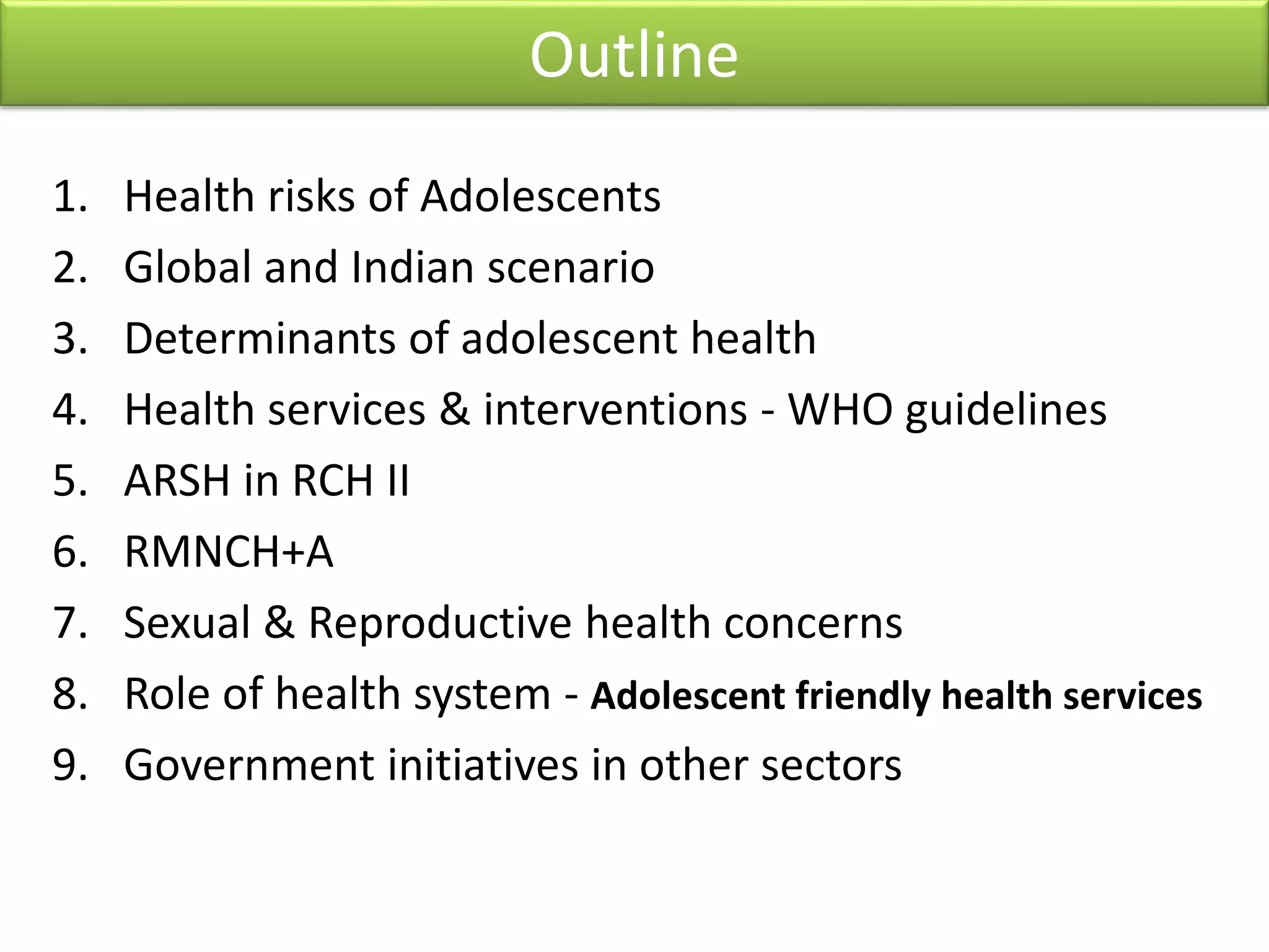 Adolescent Reproductive and Sexual Health (ARSH) | PPTX