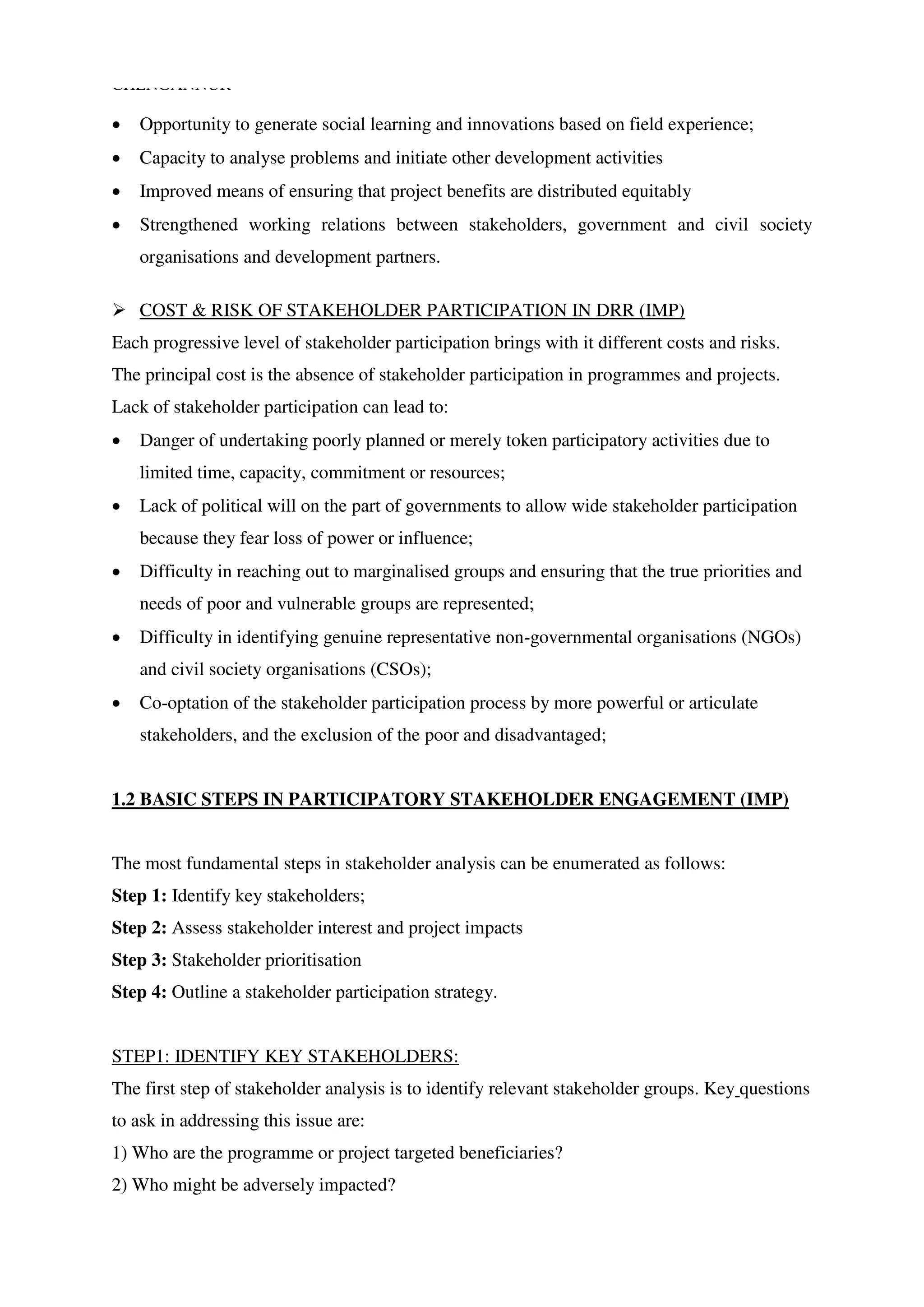 Participatory stakeholder engagement; Disaster communication ...