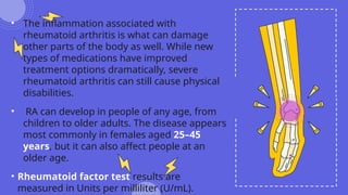 Rheumatoid arthritis RA Factor biochemistry .pptx