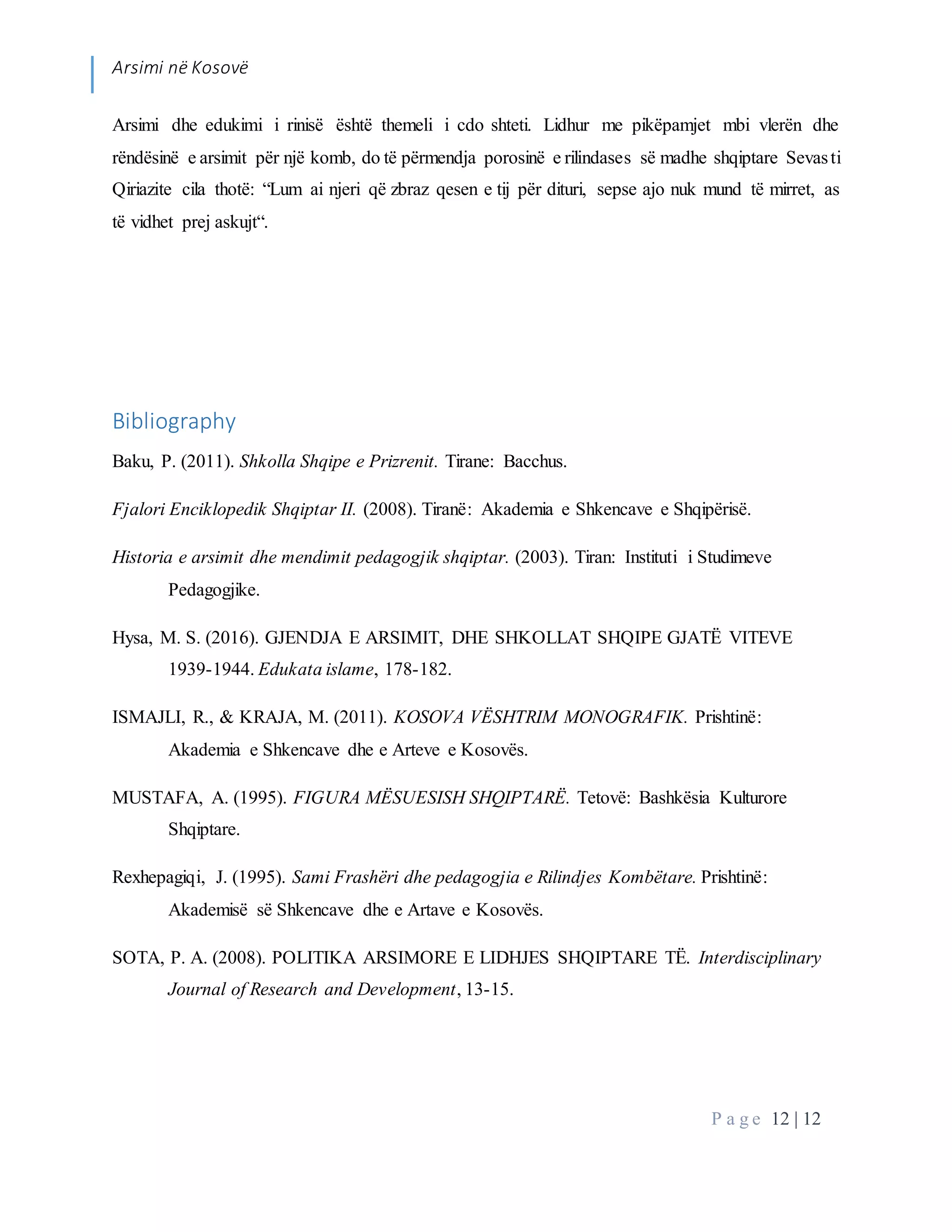 Arsimi ne kosove | DOCX