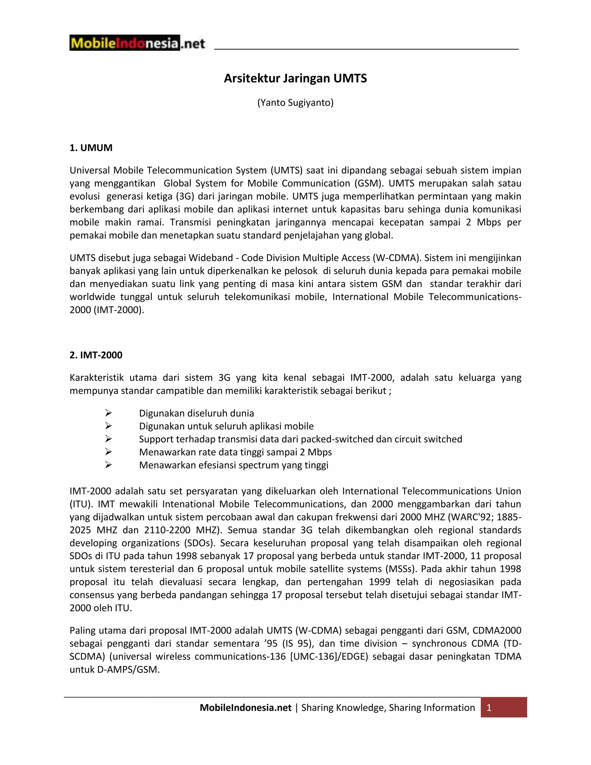 Arsitektur jaringan-umts | PDF