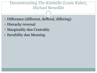 Arsitektur Dekonstruksi dalam rangka pembelajaran pada semester | PPT