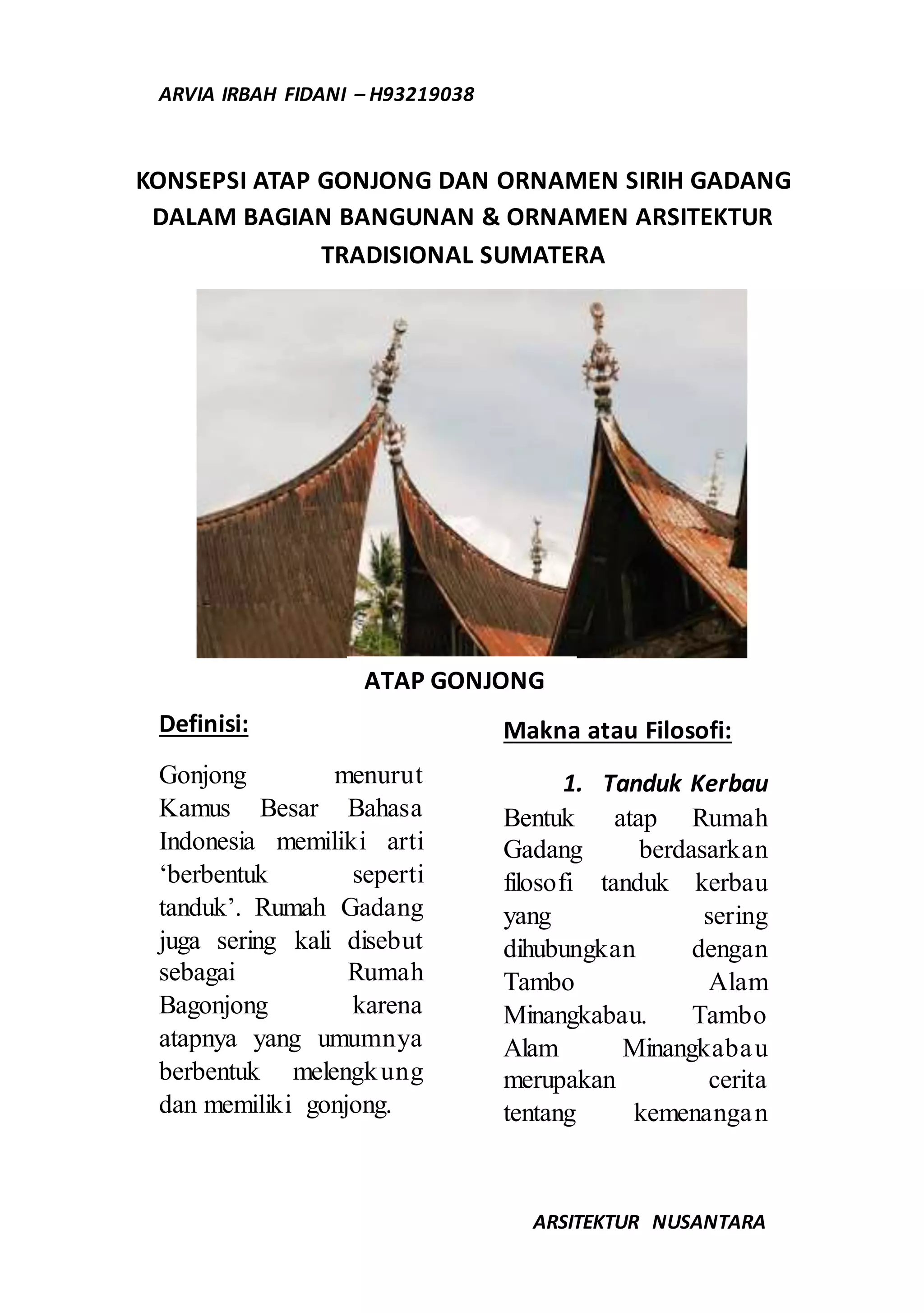 Arsitektur nusantara arvia irbah fidani (h93219038) | DOCX
