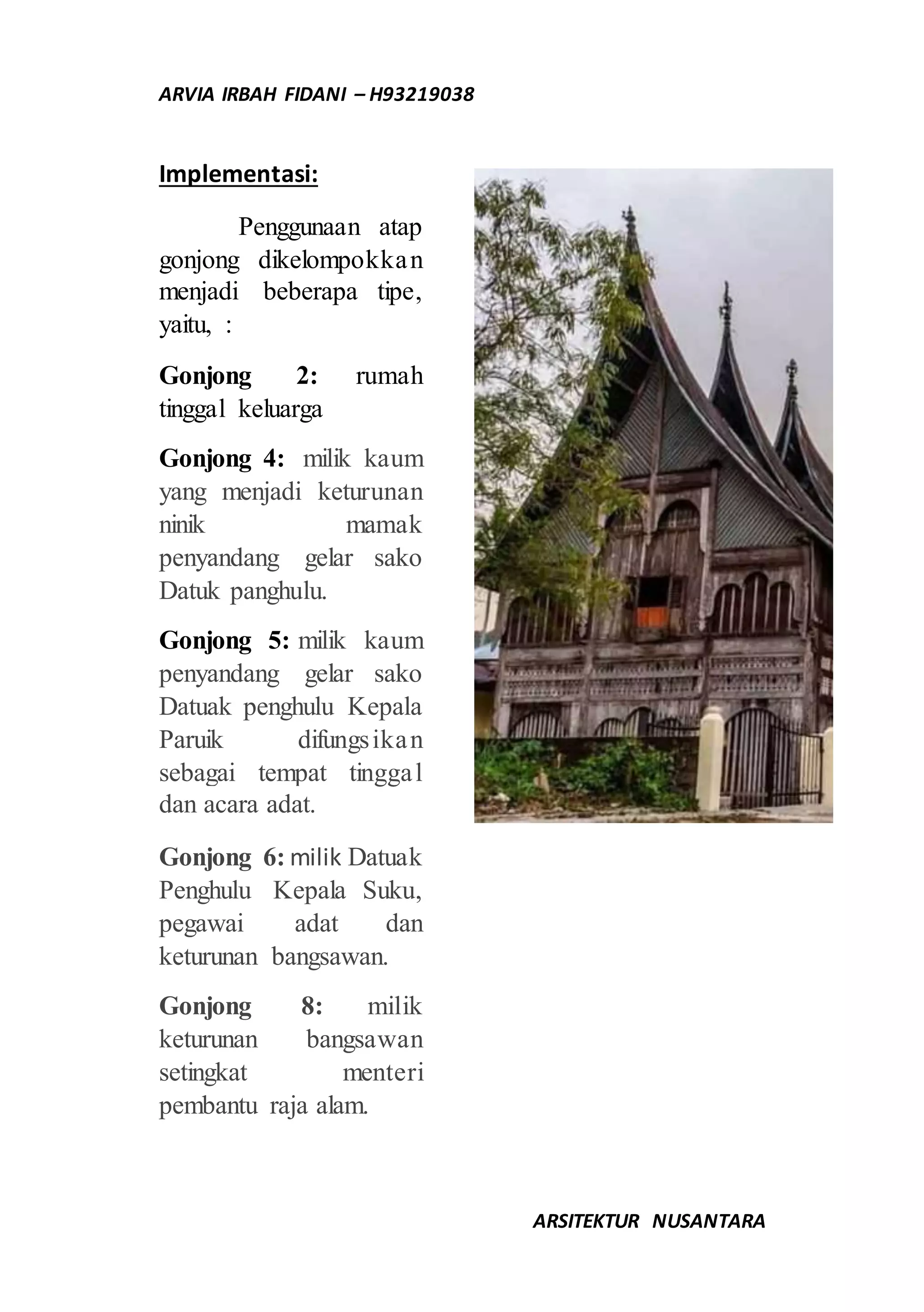 Arsitektur nusantara arvia irbah fidani (h93219038) | DOCX