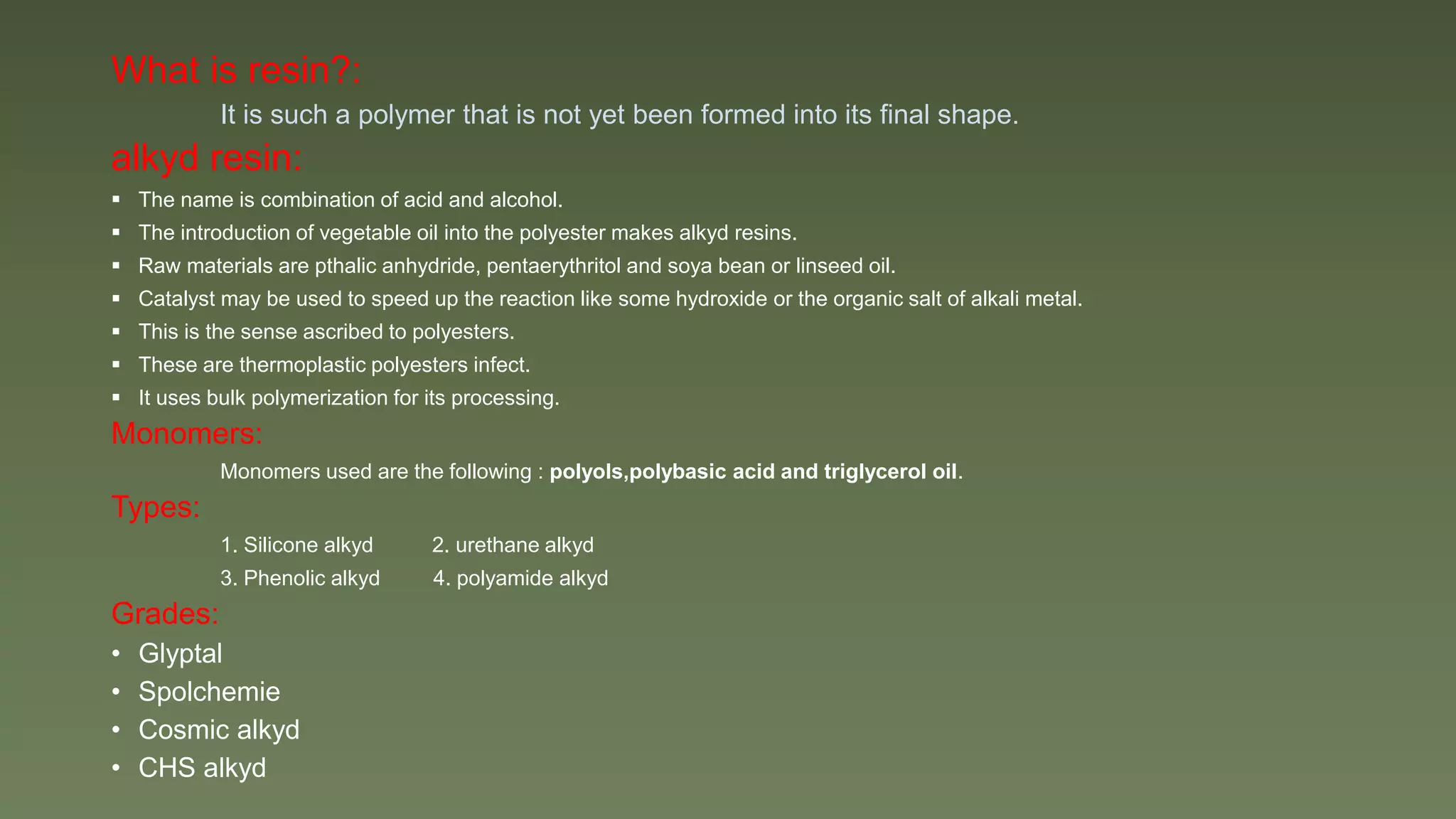 Alkyd Resins | PPTX