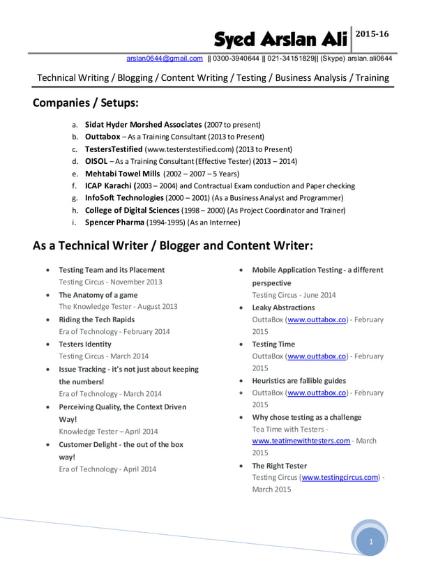 Arslan Ali - Technical Writing, Content Writing and Blogging | PDF