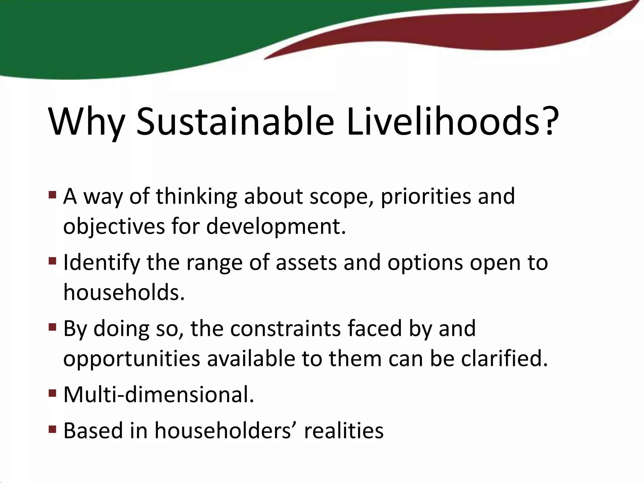 An introduction to the sustainable livelihoods framework | PPTX