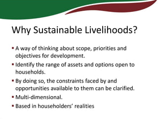 An introduction to the sustainable livelihoods framework | PPTX