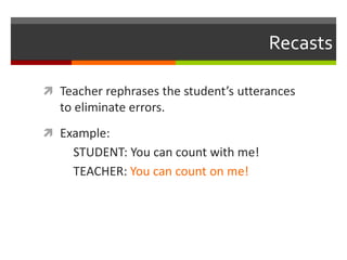 Corrective feedback in communicative practice. | PPTX