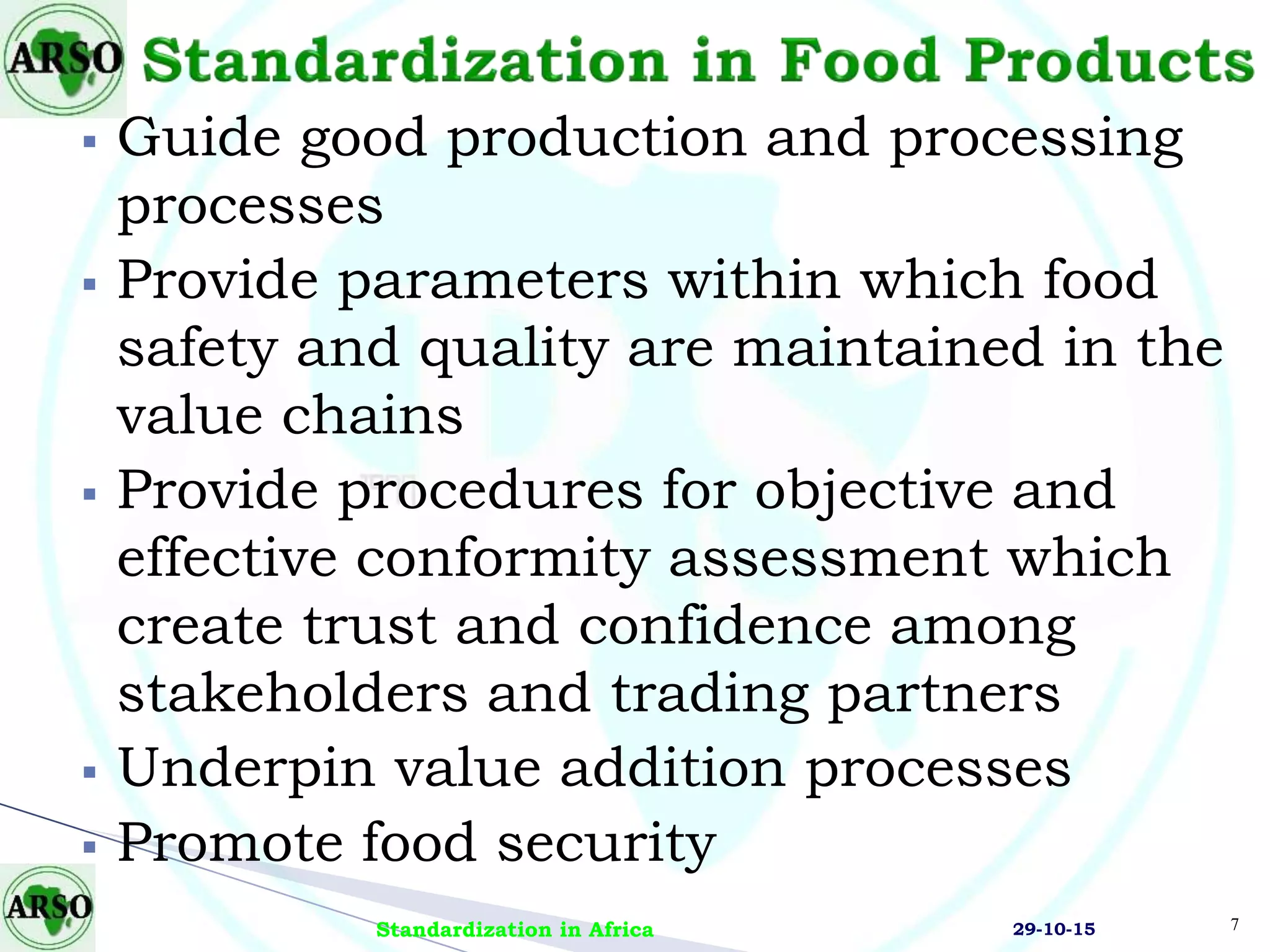 ARSO and Africa's standardization - interfacing technical standards ...
