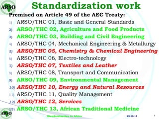 ARSO and Africa's standardization - interfacing technical standards ...
