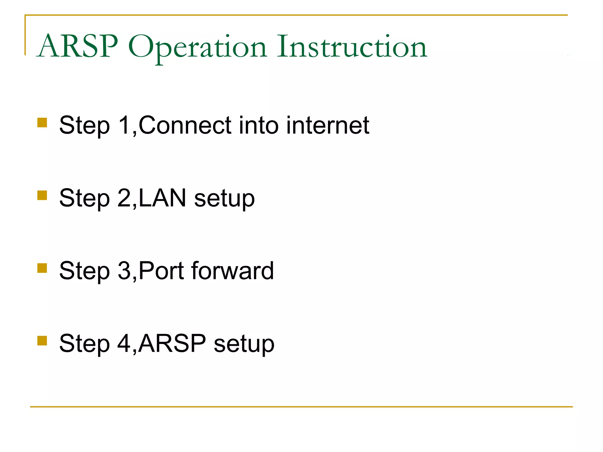 Arsp setup | PPS