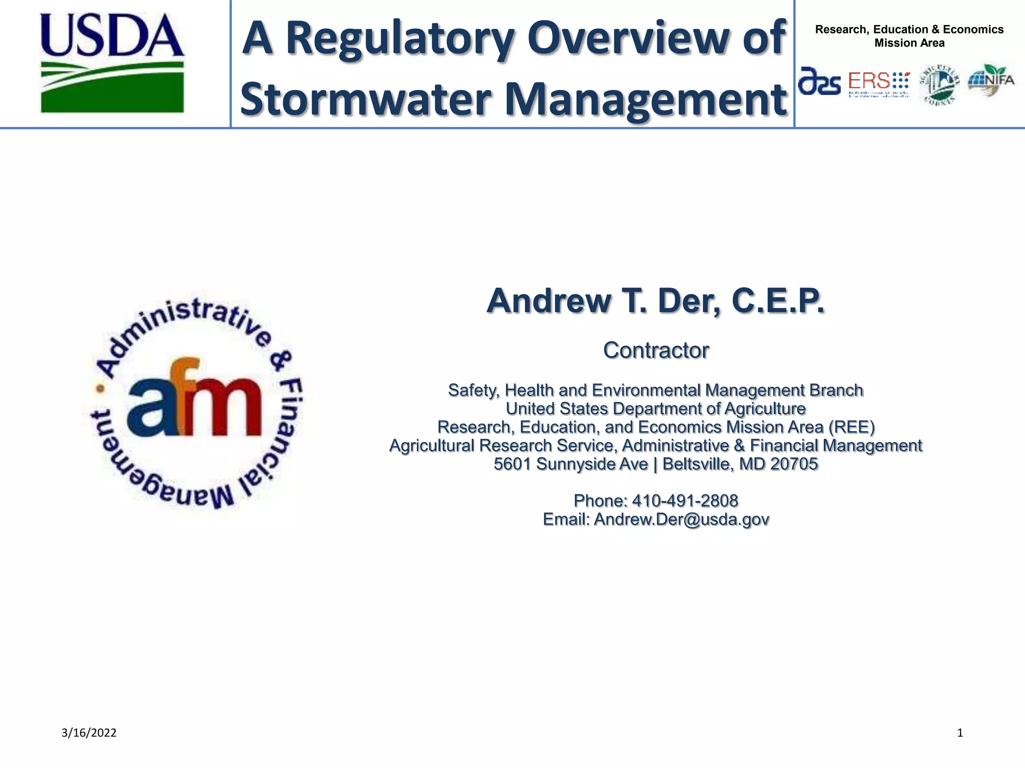 Regulatory Overview of Stormwater Management | PPT