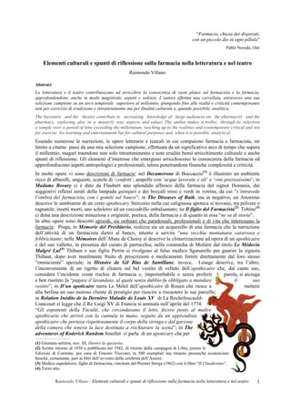 R. Villano - Il farmacista nella letteratura e nel teatro | PDF