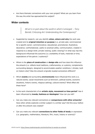 art-analysis-worksheet.pdf | Drawing and Sketching | Arts and Crafts