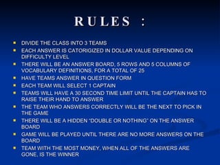 Art Vocabulary Game | PPT