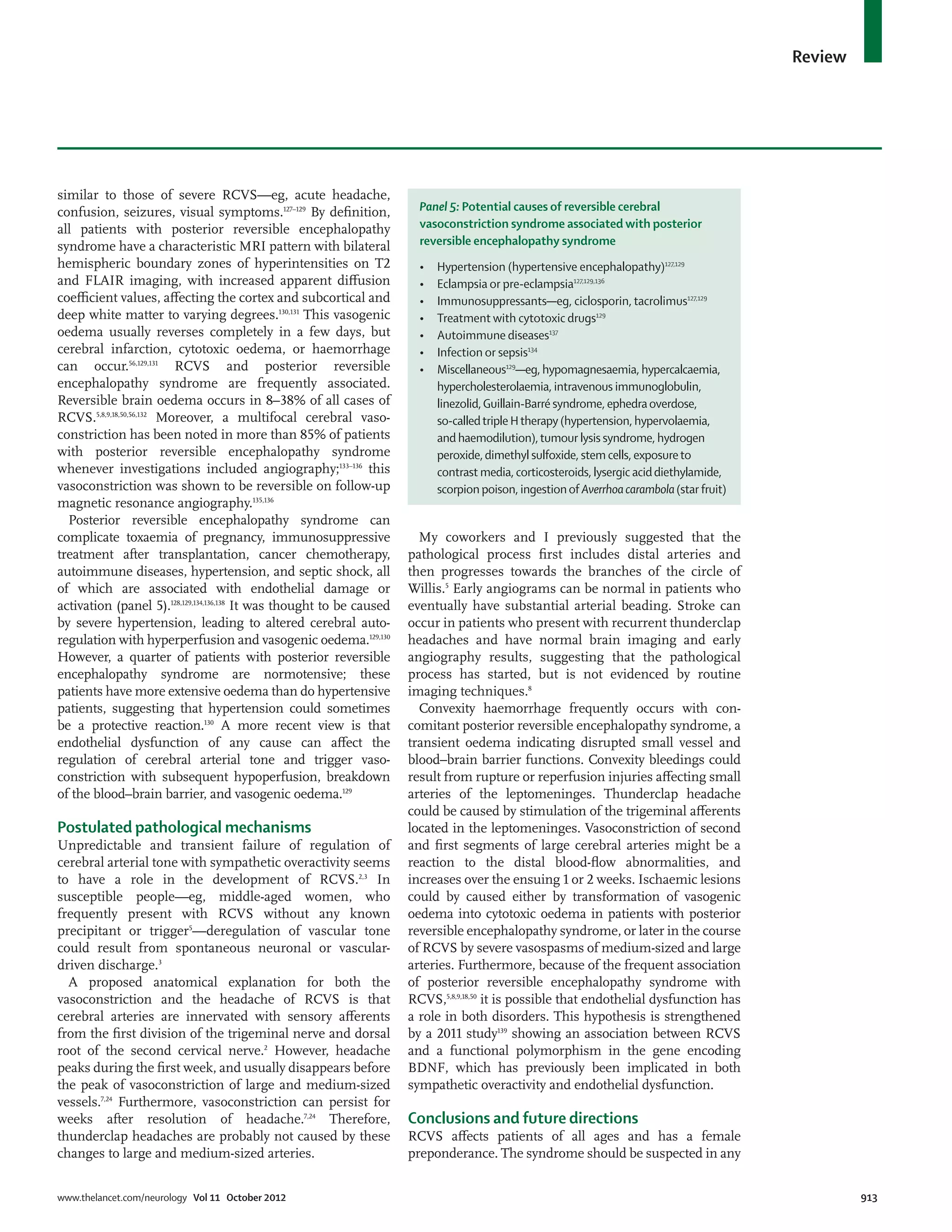 Reversible cerebral vasoconstriction syndrome. Anne Ducros | PDF