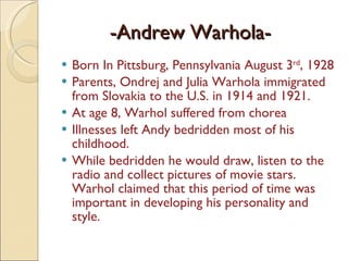 Art 110 Andy Warhol | PPT