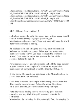 ART 1301, Art Appreciation I 1 Course Description P.docx