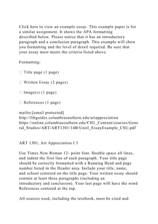 ART 1301, Art Appreciation I 1 Course Description P.docx