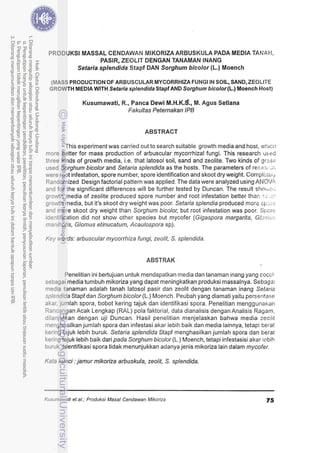 PRODUKSI MASSAL CENDAWAN MIKORIZA ARBUSKULA PADA MEDIA TAN.ti.H, PASIR ...