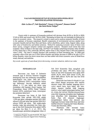 VALUASI EKONOMI BUTAN DI SUB DAS KONAWEHA HULU PROVINSI SULAWESI TENGGARA | PDF