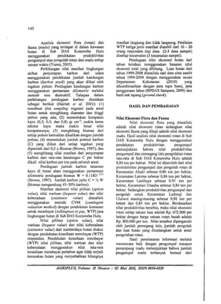 VALUASI EKONOMI BUTAN DI SUB DAS KONAWEHA HULU PROVINSI SULAWESI TENGGARA | PDF