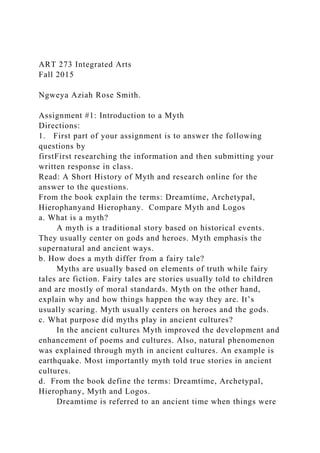 ART 273 Integrated ArtsFall 2015Ngweya Aziah Rose Smith..docx
