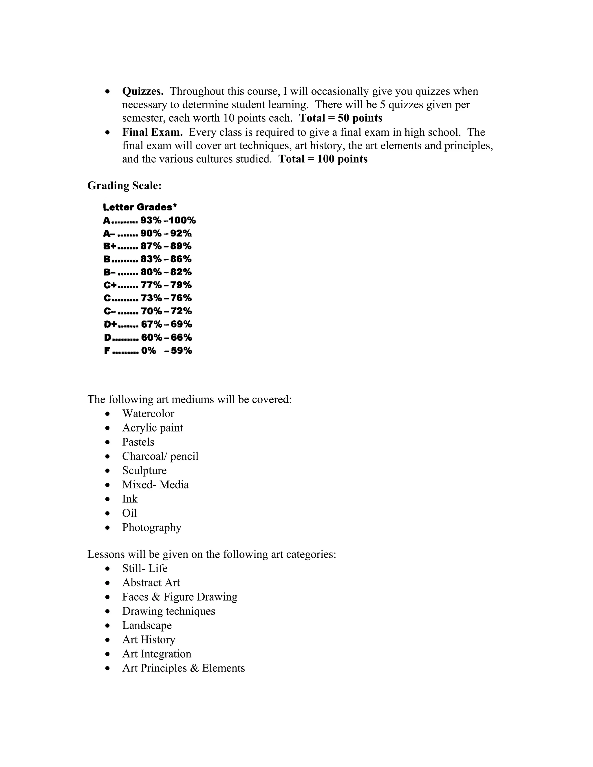 Art 2 advanced art syllabus 2011 12 | PDF