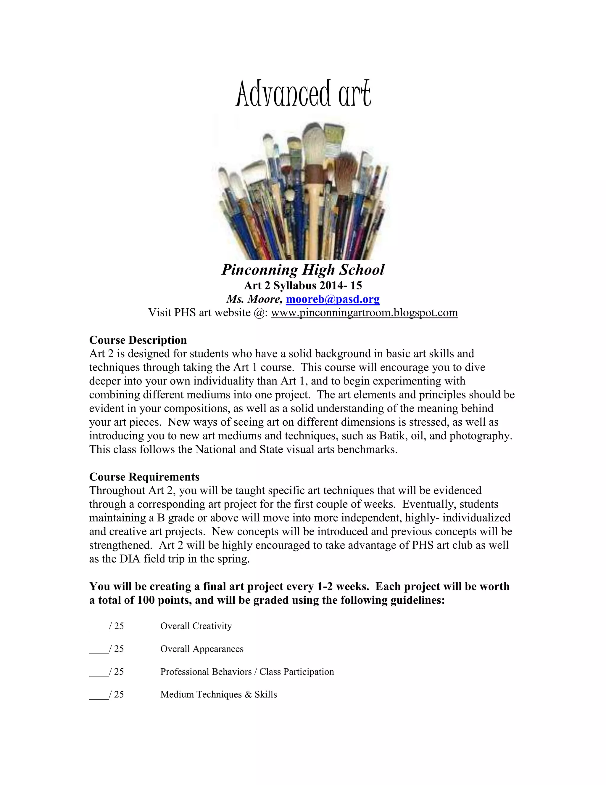 Art2 syllabus 2014 | PDF