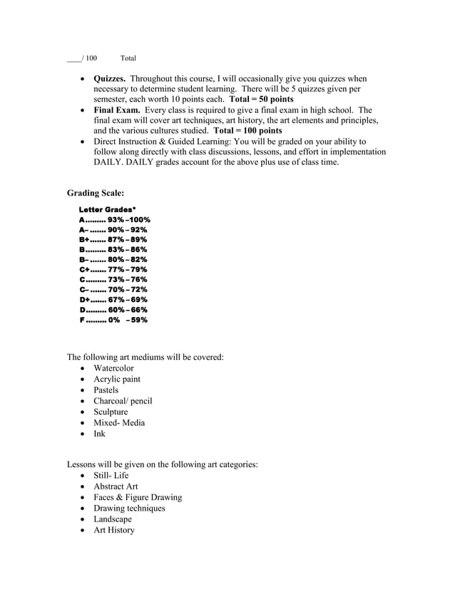 Art2 syllabus 2014 | PDF
