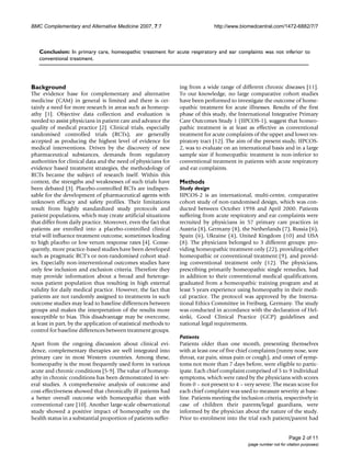 Homeopathic and conventional treatment for acute respiratory and ear ...