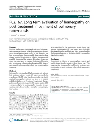 P02.167. Long term evaluation of homeopathy on post treatment ...