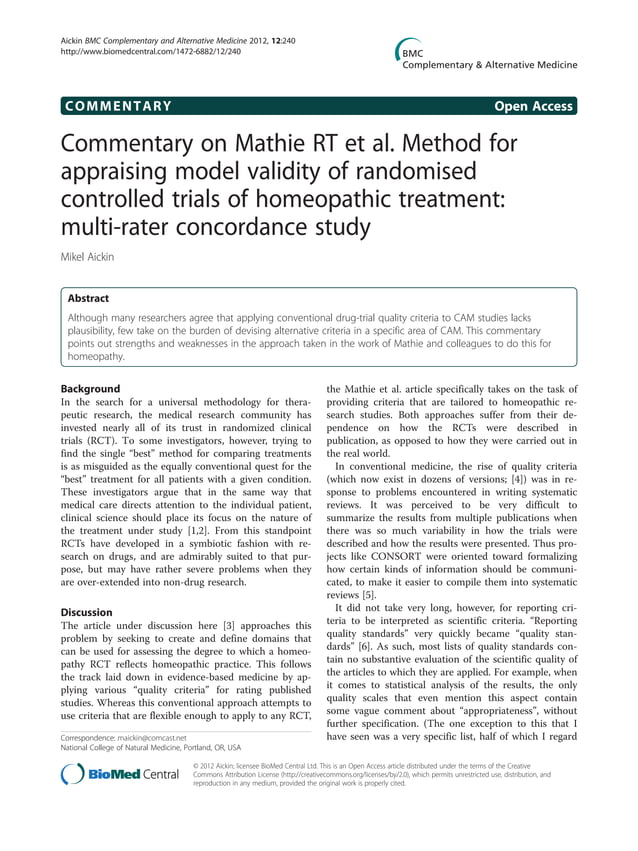Commentary on Mathie RT et al. Method for appraising model validity of ...