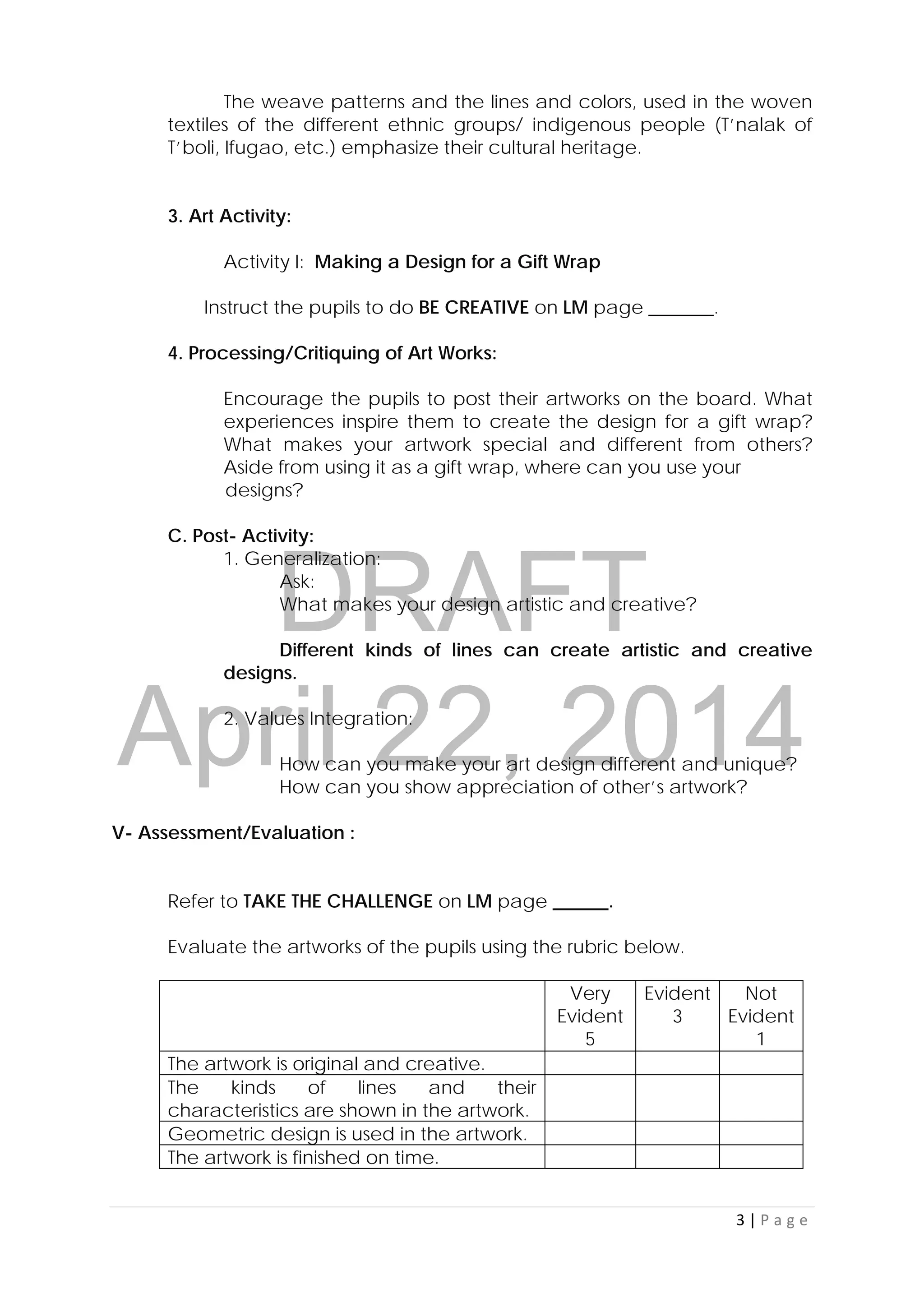 Grade 3 Arts Teachers Guide | PDF