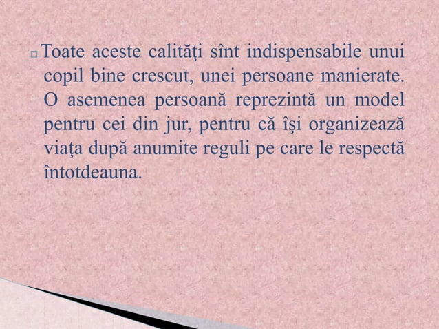 Arta comportamentului civilizat - bunele maniere | PPTX