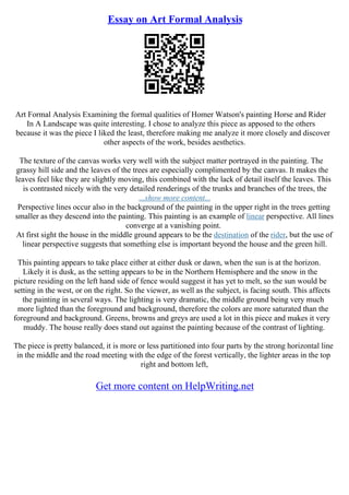 Art Analysis Essay | PDF