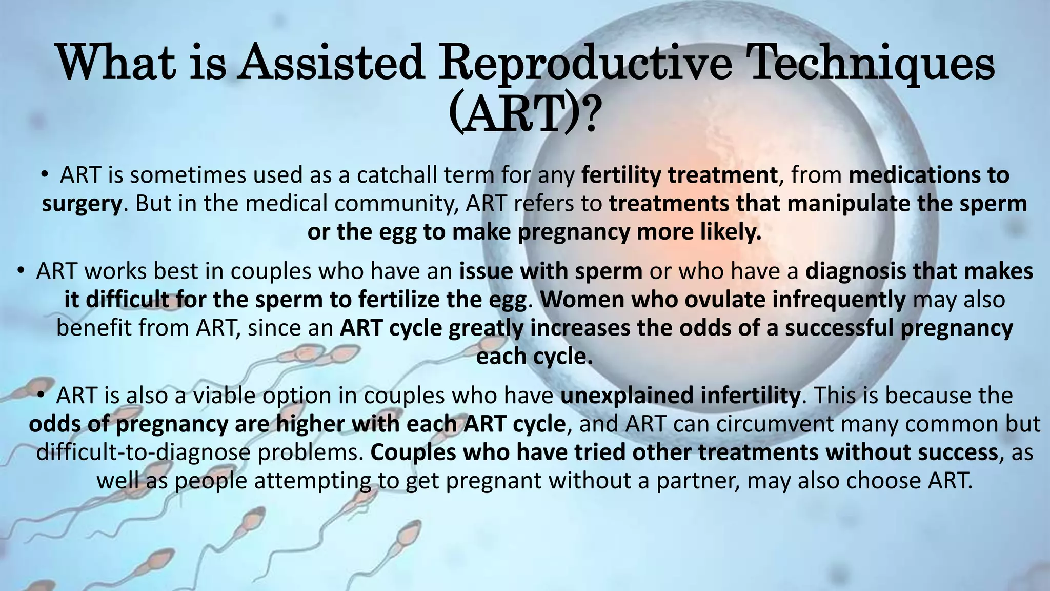 The Assisted Reproductive Techniques Art Ivf Iui Zift T Icsi