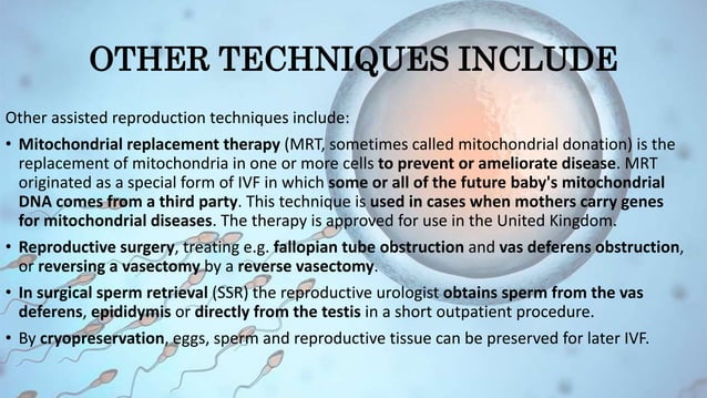 The Assisted Reproductive Techniques - ART (IVF, IUI, ZIFT, GIFT, ICSI ...